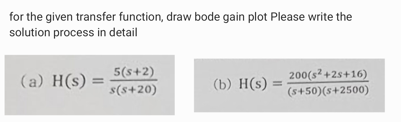 Solved for the given transfer function, draw bode gain plot | Chegg.com