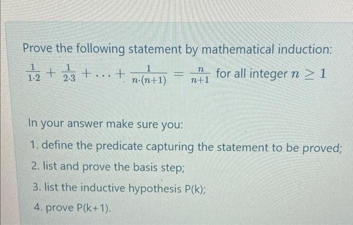 Solved Prove the following statement by mathematical | Chegg.com