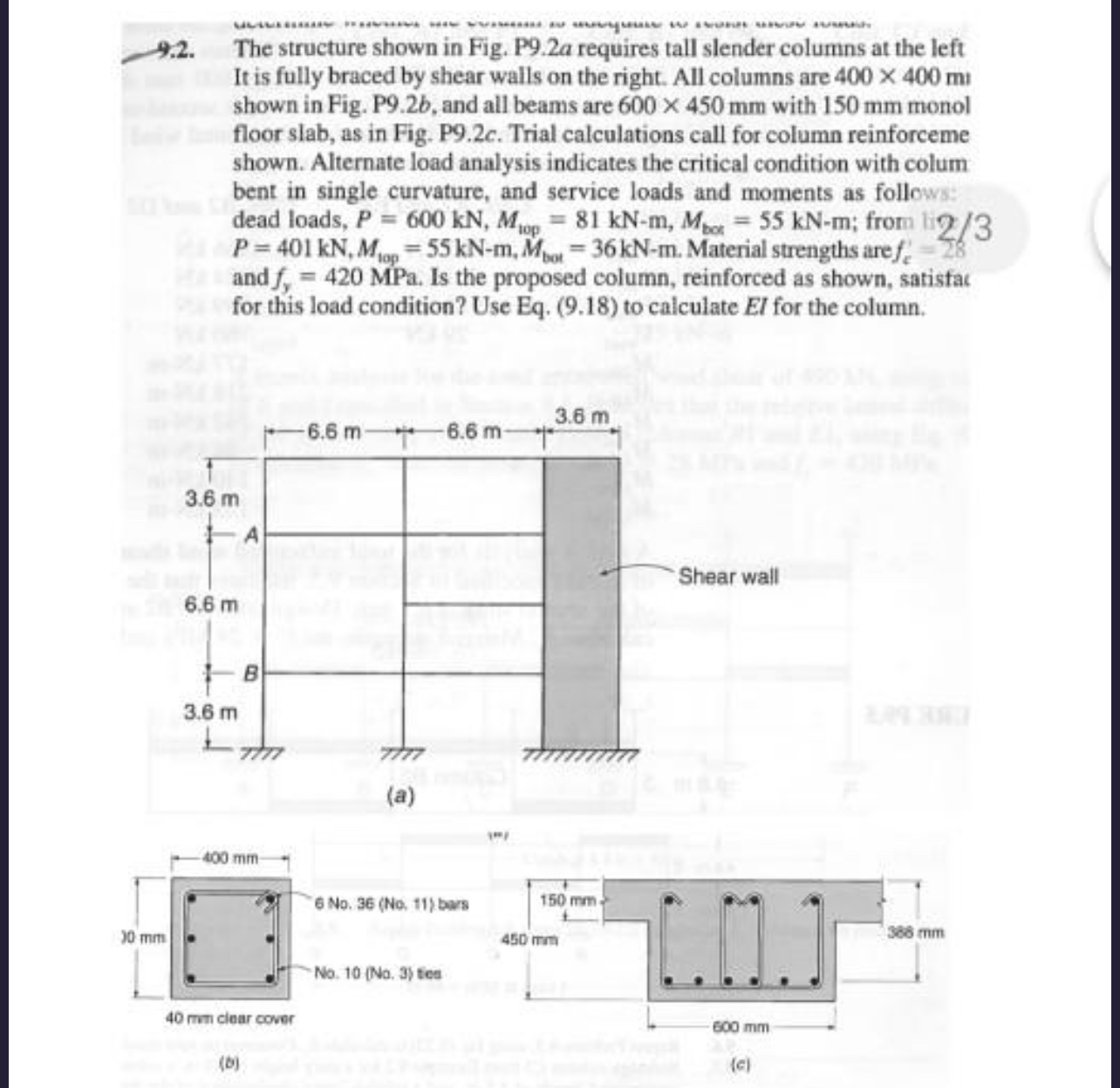9.2. ﻿The structure shown in Fig. P9.2 ﻿a requires | Chegg.com