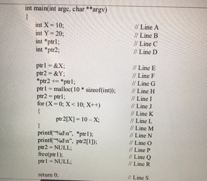 Solved int main(int argc, char **argv) int X = 10; int Y = | Chegg.com