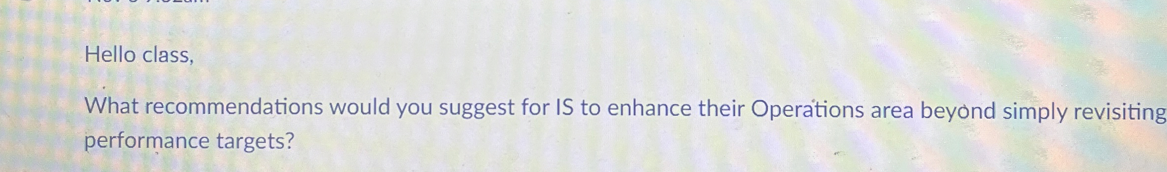 Solved Hello class,What recommendations would you suggest | Chegg.com