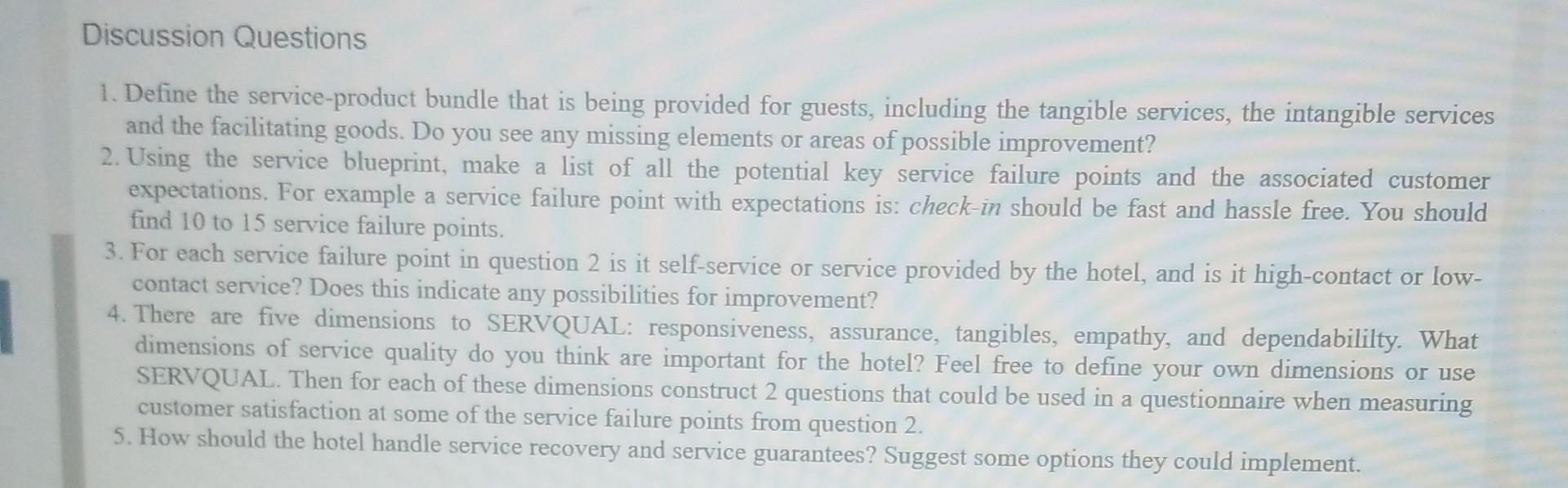 Solved 1. Define the service-product bundle that is being | Chegg.com