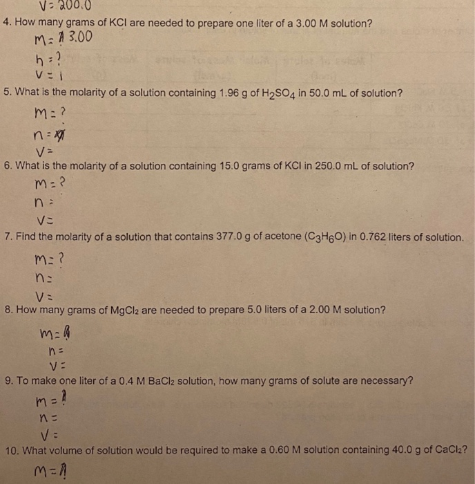 Solved V: 200.0 4. How many grams of KCl are needed to | Chegg.com