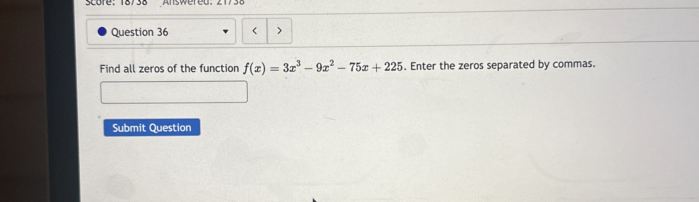 Solved Question 36Find all zeros of the function | Chegg.com