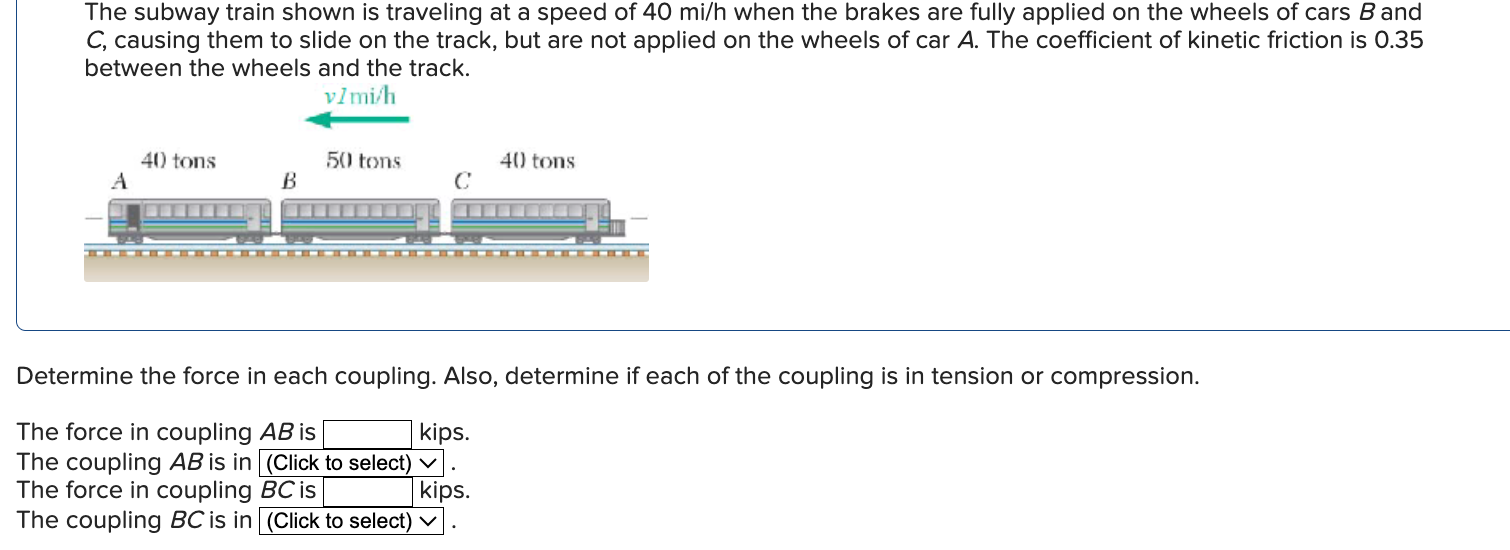 Solved Determine the force in each coupling. Also, determine | Chegg.com