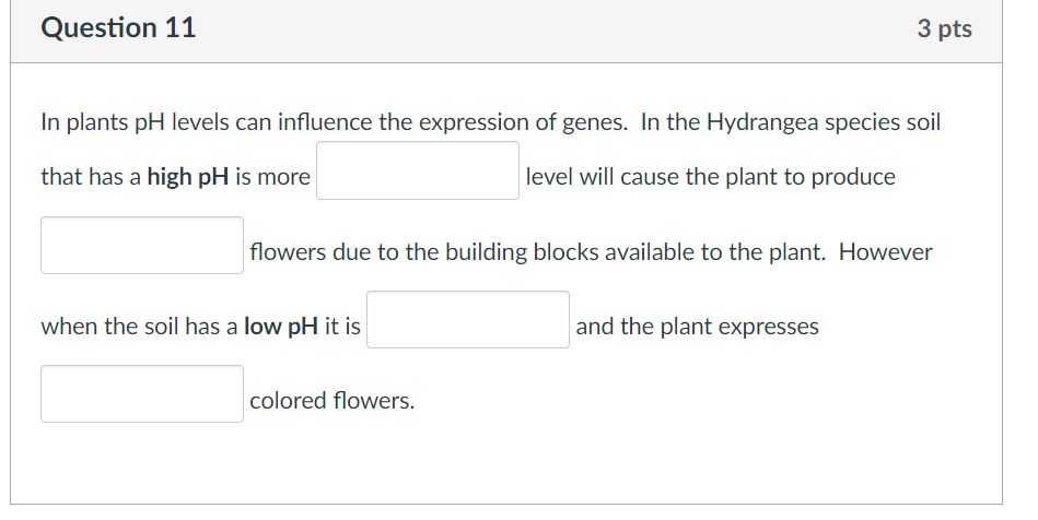 Solved Question 11In plants pH ﻿levels can influence the | Chegg.com