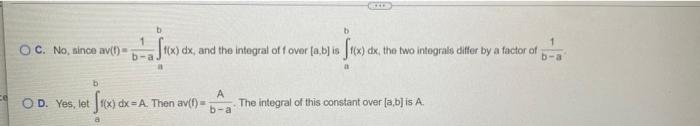 Solved For a function integrable on (a,b), its average value | Chegg.com