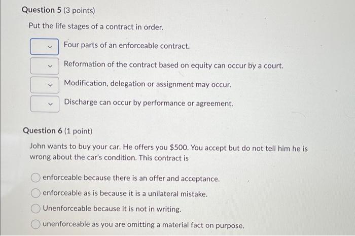 Solved Question 5 ( 3 points) Put the life stages of a | Chegg.com