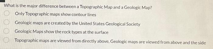 Solved What is the major difference between a Topographic | Chegg.com