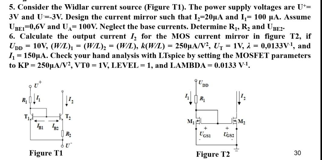 Solved 5. Consider the Widlar current source (Figure T1). | Chegg.com
