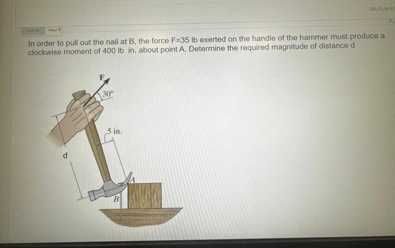 Solved 4ertins4→5In order to pull out the nail at B, ﻿the | Chegg.com