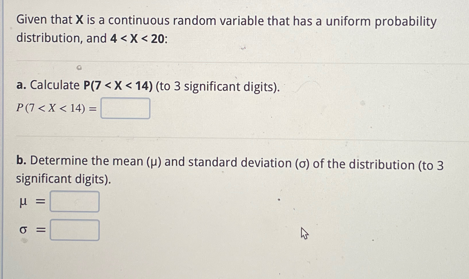 Solved Given that x ﻿is a continuous random variable that | Chegg.com