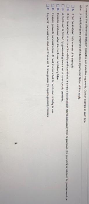 Solved Summarize the differences between deductive and | Chegg.com