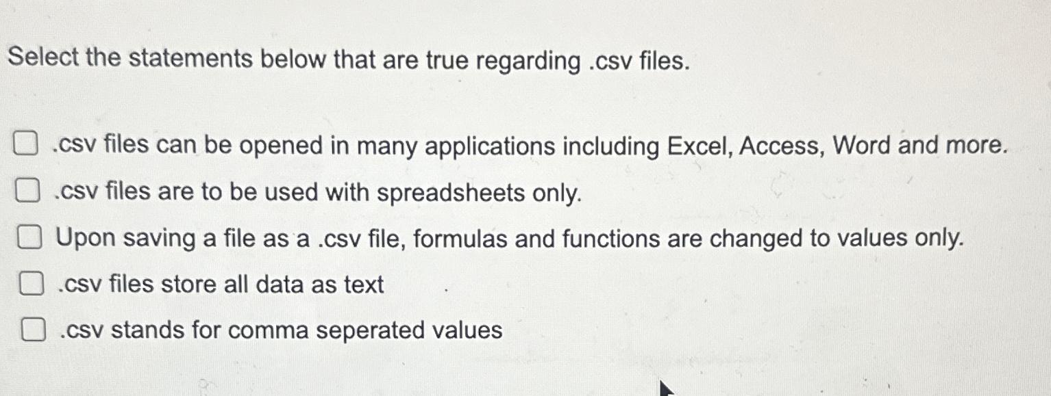 Solved Select the statements below that are true regarding | Chegg.com