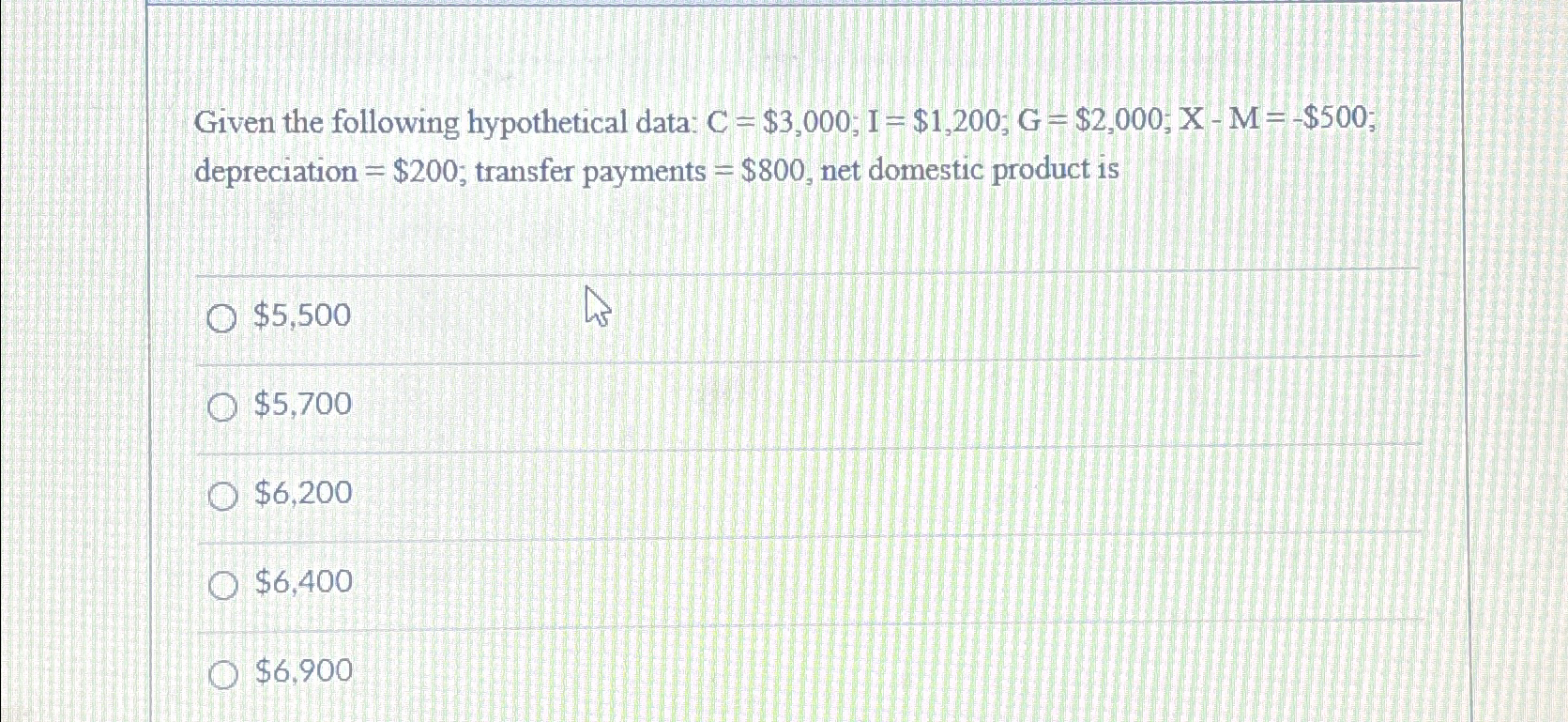 Solved Given the following hypothetical data: | Chegg.com
