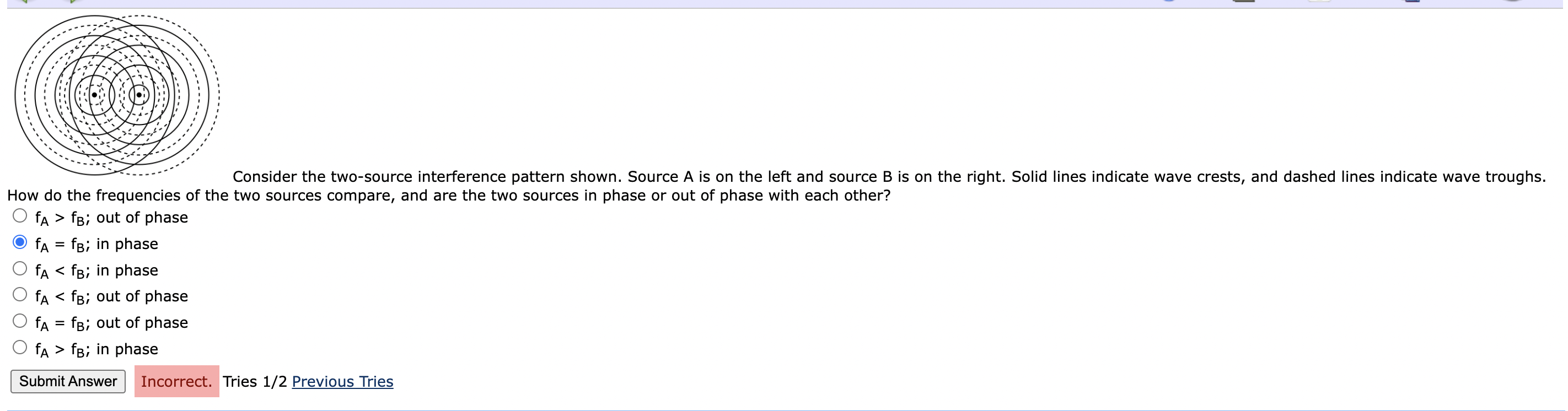 Solved Consider the two-source interference pattern shown. | Chegg.com