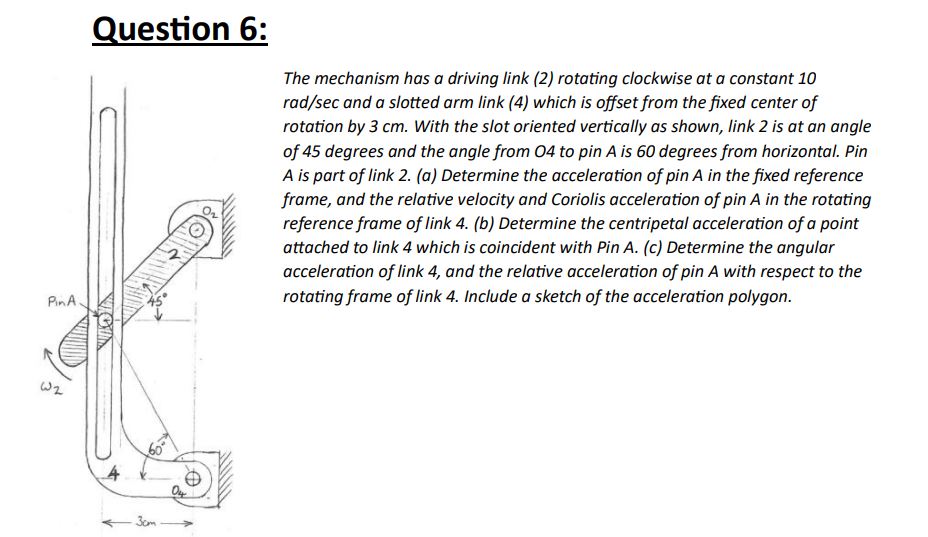 Solved Question 6:The mechanism has a driving link (2) | Chegg.com