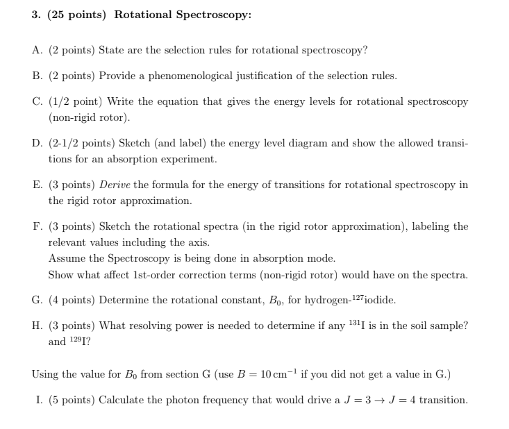 Solved (25 ﻿points) ﻿Rotational Spectroscopy:A. (2 ﻿points) | Chegg.com