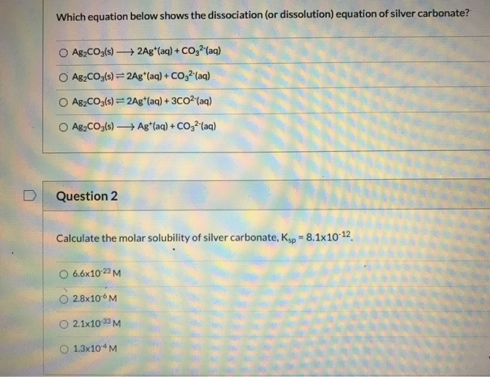 Solved Which equation below shows the dissociation (or | Chegg.com