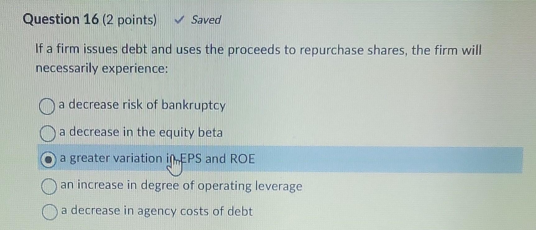 Solved If a firm issues debt and uses the proceeds to | Chegg.com