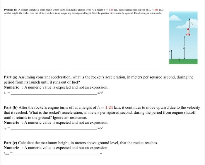 Solved Problem 1t: A student launches a small rocket which | Chegg.com