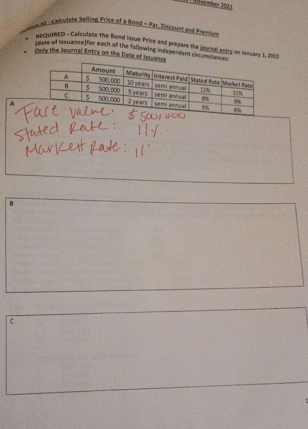 Solved ze calculate Selling Price of a Bond - Par, Discount | Chegg.com