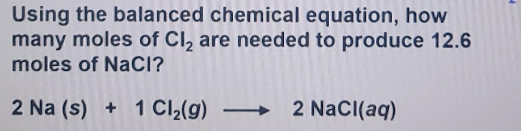 Solved Using the balanced chemical equation, how many moles | Chegg.com