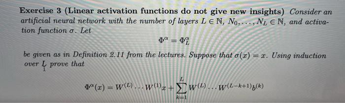 Exercise 3 (Linear activation functions do not give | Chegg.com