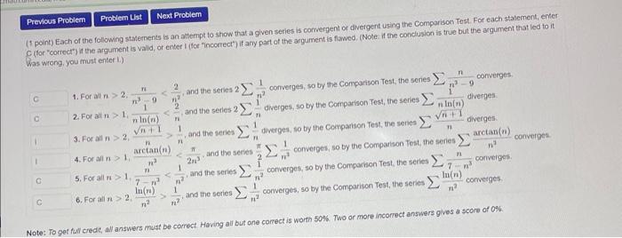 Solved (1 point) Each of the following staternems is an | Chegg.com