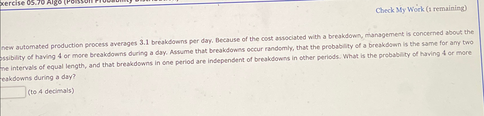Solved Check My Work (1 ﻿remaining)new automated production | Chegg.com