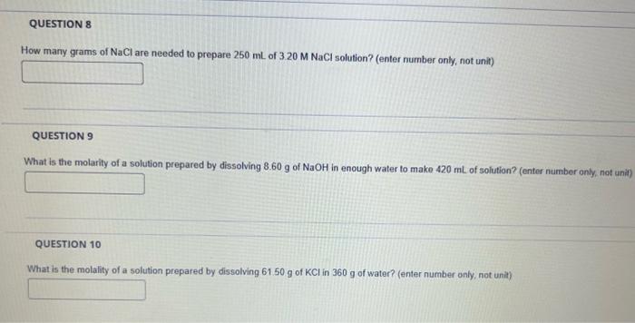 Solved How many grams of NaCl are needed to prepare 250 mL | Chegg.com