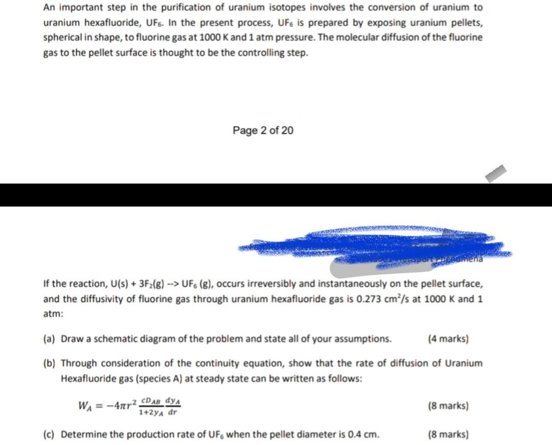 Solved An important step in the purification of uranium | Chegg.com