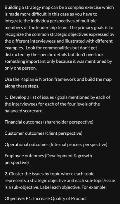 Building a strategy map can be a complex exercise | Chegg.com