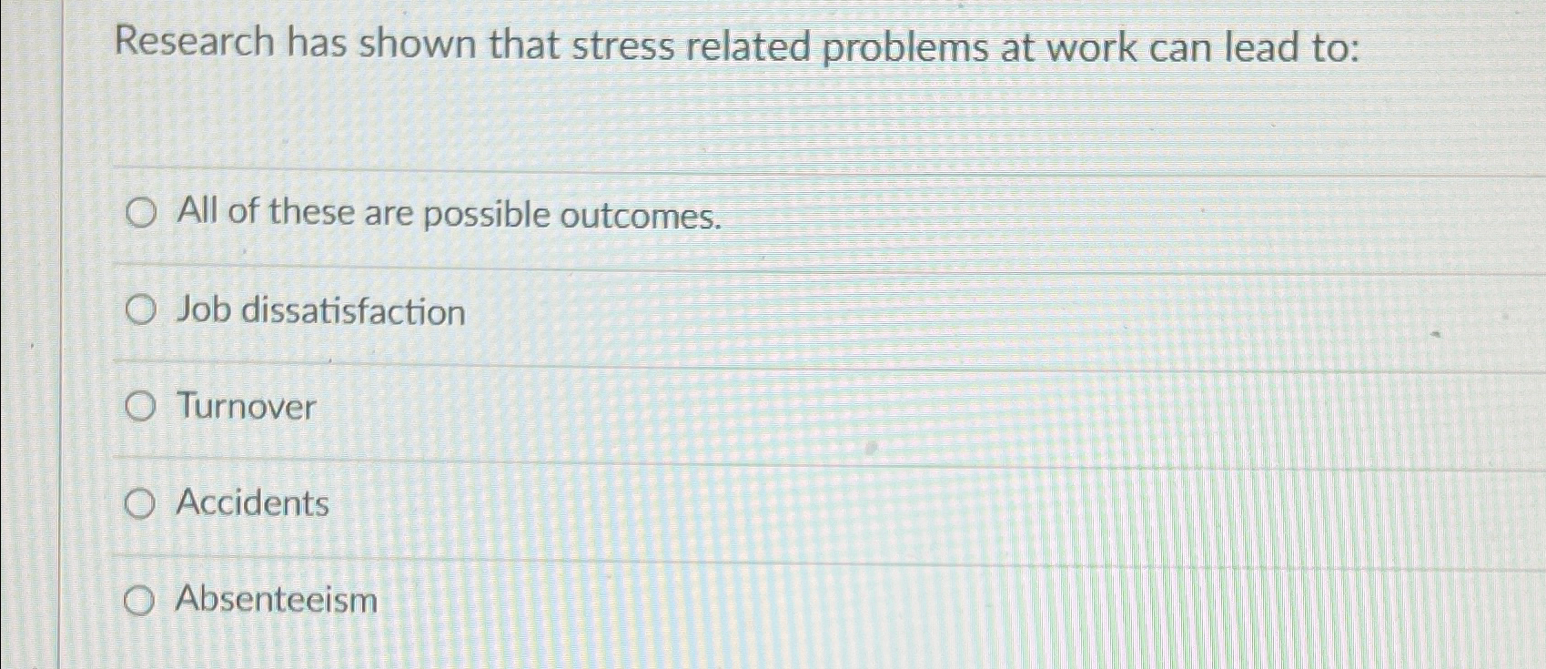 Solved Research has shown that stress related problems at | Chegg.com