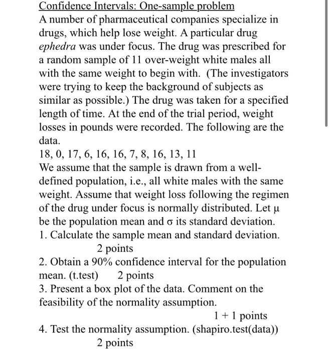 Solved Confidence Intervals: One-sample problem A number of | Chegg.com