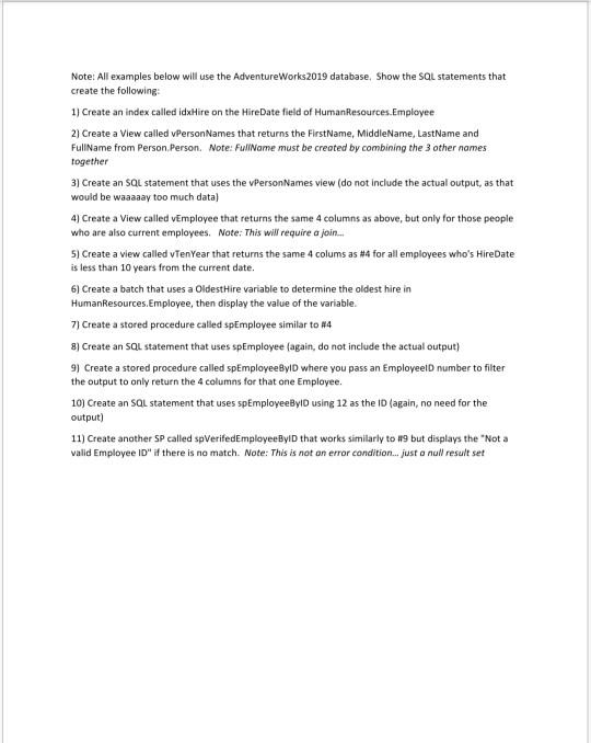 Note: All examples below will use the AdventureWorks | Chegg.com