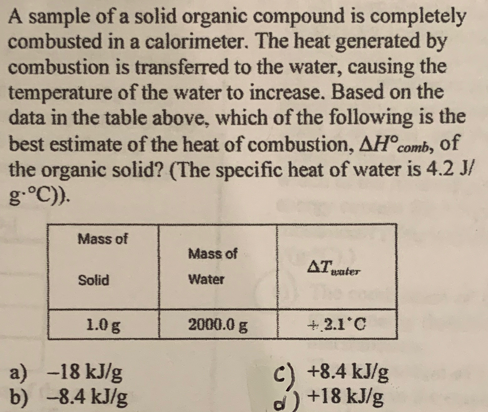 Solved A sample of a solid organic compound is completely | Chegg.com