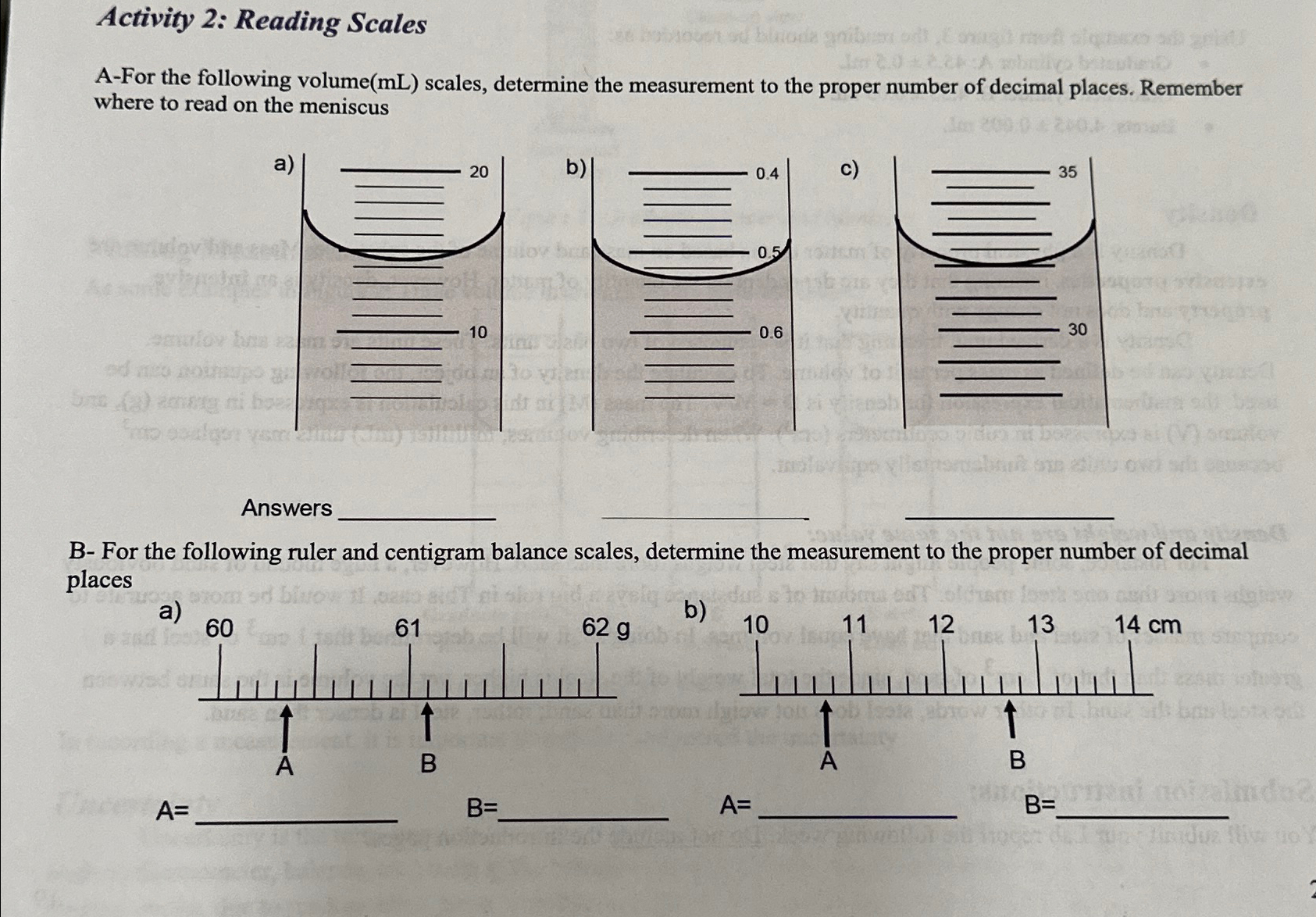 Solved Activity 2: Reading ScalesA-For the following volume | Chegg.com
