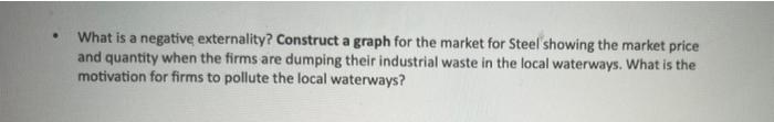 Solved . What is a negative externality? Construct a graph | Chegg.com