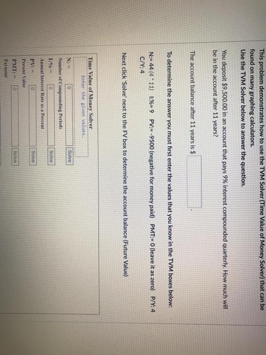 Solved This problem demonstrates how to use the TVM Solver | Chegg.com