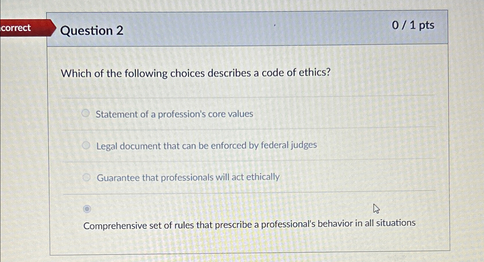 Solved correctQuestion 201ptsWhich of the following choices | Chegg.com