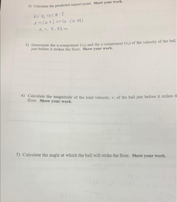 Solved Report Form Determining The Initial Velocity Vertical