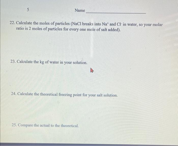 Solved 15.00g NaCl are added to watermeasures freezing point | Chegg.com