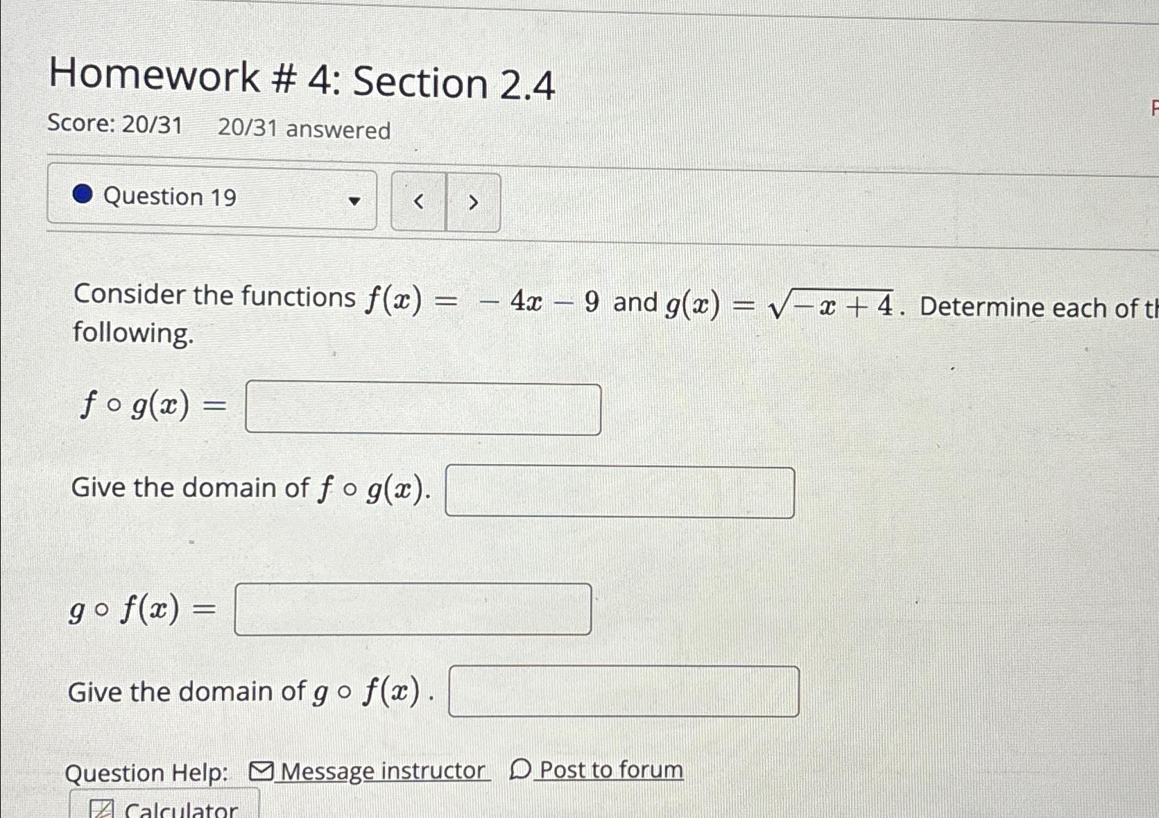 Solved Homework # 4: Section 2.4Score: 20/31 20/31 | Chegg.com