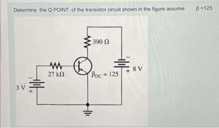 Solved Determine the Q POINT of the transistor circuit shown | Chegg.com