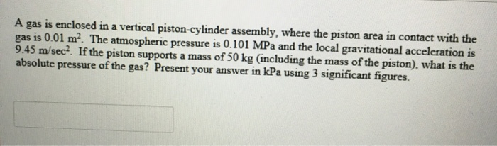Solved A gas is enclosed in a vertical piston-cylinder | Chegg.com