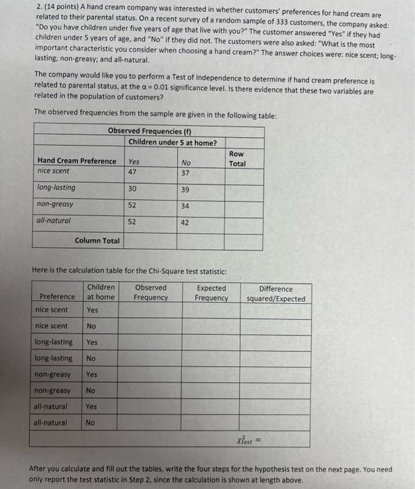 Solved For each problem, show at minimum: 1) The null and | Chegg.com