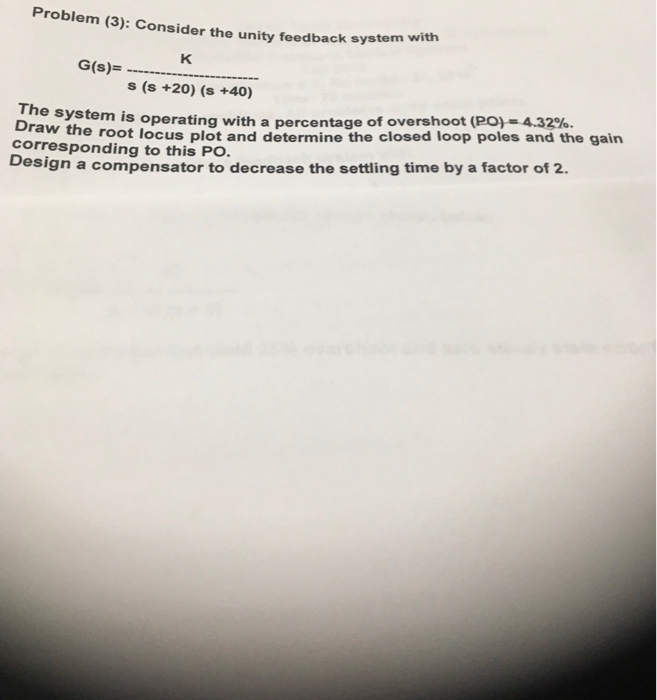 Solved Problem (3): Consider the unity feedback system with | Chegg.com