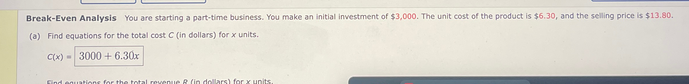 Solved Break-Even Analysis You are starting a part-time | Chegg.com