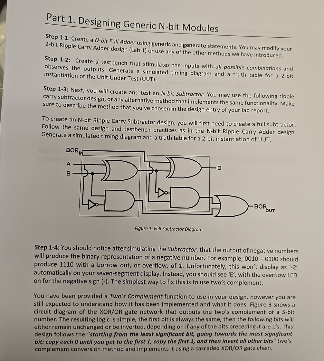Solved Part 1. ﻿Designing Generic N-bit ModulesStep 1-1: | Chegg.com